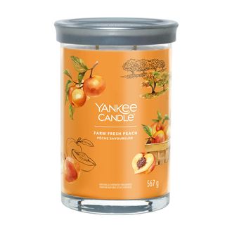 Yankee Candle Company Signature Duftkerze | gro&szlig;e Tumbler-Kerze mit langer Brenndauer Farm Fresh Peach | Soja-Wachs-Mix | Perfekte Geschenke f&uuml;r Frauen