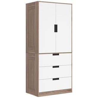 HOMCOM Armoire Chambre penderie Moderne Dressing Chambre Adulte avec 3 tiroirs et Tringle de Suspension pour Chambre &agrave; Coucher, dim. 80l x 50P x 180H cm, Mar
