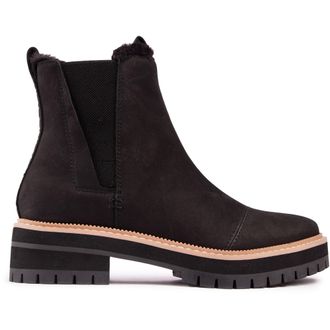 Toms Damen Dakota Chelsea-Stiefel, Water Resistant Black Leather/Faux Fur, 42 EU