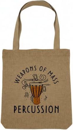 Fabulous Sac Shopping Tote Bag Aspect Lin - Weapons of Mass Percussion Musique Musicien Djembe - Sac de Courses Toile Epaisse 360g Beige Naturel Cabas Port&eacute; Ep