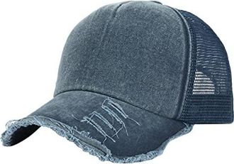 Generic Casquette dété en coton vieilli pour femme - Casquette de baseball en maille - Chapeau de sport - Hip Hop - Streetwear réglable - Translucide - Révers