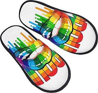 Generic L&egrave;vres Arc-En-Ciel Lgbt Fiert&eacute; Femme Homme Slippers Chaud Chaussons Doux Chaussures De Maison Pour Ext&eacute;rieur Hiver Int&eacute;rieur L