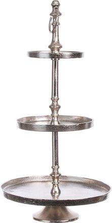 Brandsseller Etag&egrave;re 3-st&ouml;ckig aus Aluminium 58 cm hoch - Dekorative Servieretag&egrave;re mit Griff - Vintage-Stil - Metallst&auml;nder f&uuml;r Kuchen, Obst, Deko - Silberfarben