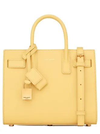 Saint Laurent Womens Handbag Sac De Jour Nano Yellow Calf Leather Handbags Hand Bags