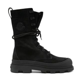 Moncler Femme, Chaussures, Noir, Taille: 36 EU Bottes &agrave; lacets hautes en su&egrave;de Vera