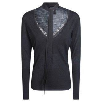 Pinko V-neck Strickware - - Knitwear - Damen - Schwarzk - M