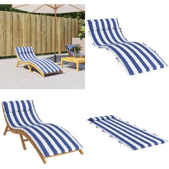 vidaXL Sonnenliegen-Auflage Blau&Wei&szlig; Gestreift 180x60x3 Oxford-Gewebe - Gartenliege Auflagen - Sitzkissen - Sonnenschirm Zubeh&ouml;r - Gartenm&ouml;bel