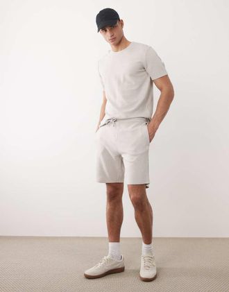 HUGO BOSS Short confort c&ocirc;tel&eacute; densemble - Gris clair