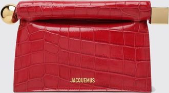 Jacquemus Rond Carr&eacute; Clutch aus Kalbsleder in Kroko-Optik mit Logo
