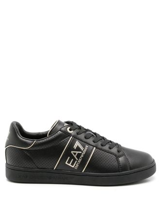 Emporio Armani baskets en cuir - Noir