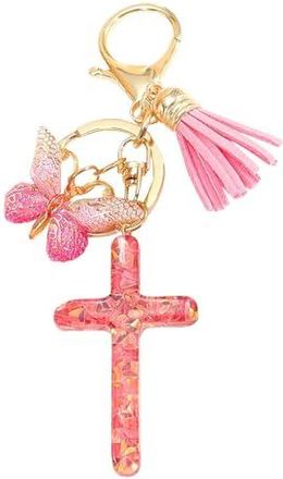 Generico Porte-cl&eacute;s &agrave; paillettes pour filles, pendentif cl&eacute; &agrave; paillettes, pendentif catholique avec glands, pendentif catholique &agrave; paillettes, &eacute;l&eacute;gant pendenti