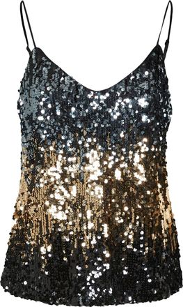 Vero Moda Damen VMRIA Singlet JRS BTQ Top, Black/Detail:Sequins Ombre Effect, XS