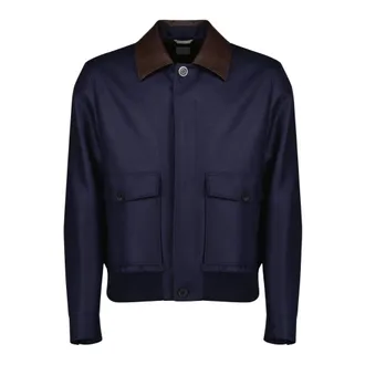 Dior Homme, Vestes, Bleu, Taille: L Veste &agrave; col en cuir