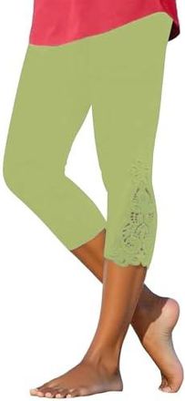 Generic Legging 3/4 pour femme - Longueur genou - Taille haute - Contrôle du ventre - Legging court athlétique - Legging capri décontracté et extensible - Pou