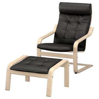IKEA PO&Auml;NG Sessel und Hocker