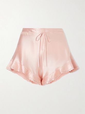 Saint Laurent Scalloped Silk-satin Shorts - Pink