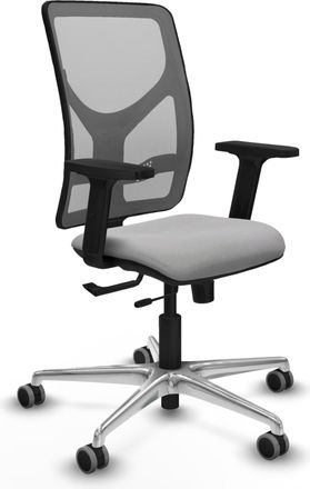 Piqueras y Crespo Hellgrauer Stuhl mit 2D-Armlehnen, h&ouml;henverstellbare Lendenwirbelst&uuml;tze, ausgestattet mit Syncro/Traslack und Schneideschaum, mit Rollen 65 mm, Parket