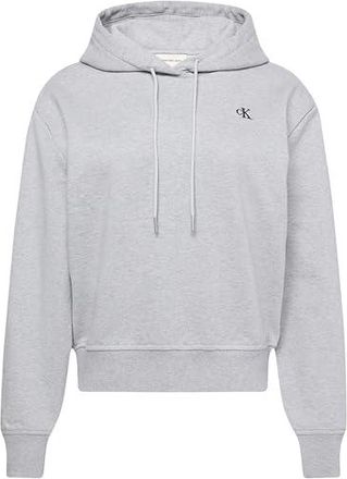 Calvin Klein Sweat à Capuche Femme Monogram Terry avec Logo, Gris (Heroic Grey HTR), L