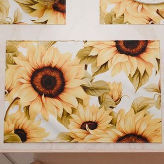 Petti Artigiani Italiani Amerikanische Tischsets mit Digitaldruck, amerikanische Tischsets aus Stoff und waschbar (Set von 6-30 x 45 cm) Sonnenblume, 100% Made in Italy