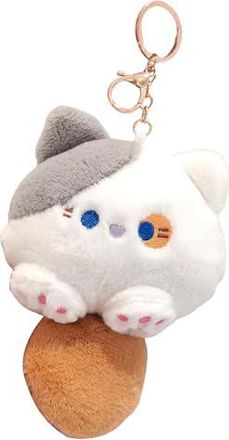 Generic Porte-cl&eacute;s en peluche pour sacs &agrave; dos, sacs &agrave; main, pendentif chat en peluche, jolie voiture, petite peluche, accessoires Bo, gris, Consulte la descri
