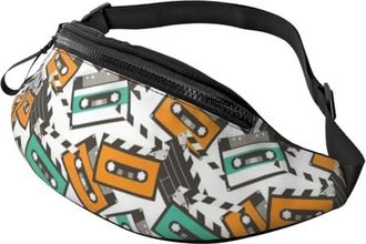 Generic Motif De Cassette Audio R&eacute;tro Sac De Voyage Polyvalent Sac &Agrave; Bandouli&egrave;re L&eacute;ger Sacoche Bandouli&egrave;re Pour Vacances Camping Sports 14X35Cm