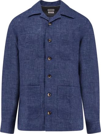 Brunello Cucinelli Homme, Vestes, Bleu, Taille: XL Camicia