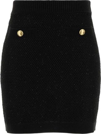Elisabetta Franchi Femme, Jupes, Noir, Taille: 38 FR Mini-jupe en maille orn&eacute;e