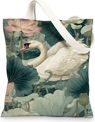 Generic Sacs fourre-tout en toile motif floral élégant, sacs dépicerie réutilisables, vintage botanique, léger, lavable, bandoulière C, multicolore, 13x15 Inc