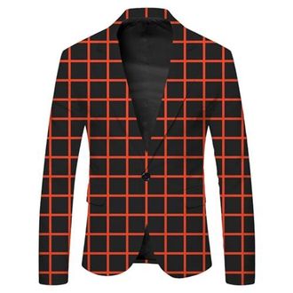 Generic Veste &agrave; carreaux pour homme - Coupe ajust&eacute;e - Moderne - Grand motif &agrave; carreaux - Veste de costume sportive et &eacute;l&eacute;gante - Veste de loisirs pour affaire