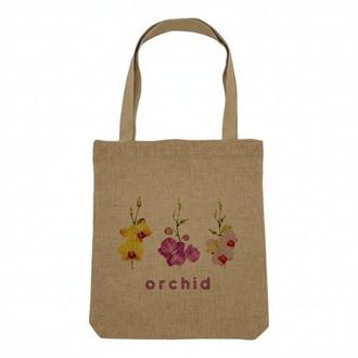 Fabulous Sac Shopping Tote Bag Aspect Lin - Orchid Flowers Watercolor Chic Garden Love - Sac de Courses Toile Epaisse 360g Beige Naturel Cabas Port&eacute; Epaule Sol