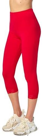 Merry Style Legging 3/4 avec Dentelle Femme MS10-224(Rouge, M)