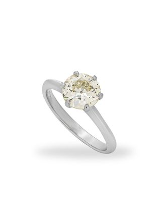 Bespoke 18kt White Gold European Cut Diamond Engagement Ring - Size N