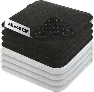 Com-Four 8X Sitzkissen aus Filz 40 x 40 - gepolstertes Stuhlkissen - eckige Sitzpolsterauflage für Esszimmer, Garten, Balkon - rutschfeste Unterseite mit Anti-