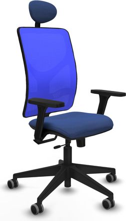 Piqueras y Crespo B&uuml;rostuhl mit 3D-Armlehnen, h&ouml;henverstellbarer Lendenwirbelst&uuml;tze und festem Kopfteil, ausgestattet mit Syncro/Traslack und Schneideschaum, Blau/Marin