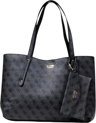 Guess Femme, Sacs, Noir, Taille: ONE Size Sac &agrave; main avec fermeture &agrave; bouton et poches int&eacute;rieures