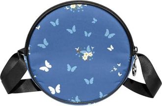 Generic Sac &agrave; bandouli&egrave;re Circle pour femme, petit sac &agrave; bandouli&egrave;re bleu avec fermeture &eacute;clair, bretelles r&eacute;glables, sac &agrave; main rond d&eacute;contract&eacute; pour femmes 