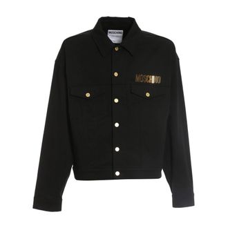 Moschino Schwarze Denimjacke mit Goldlogo - - Jackets - Herren - Schwarzk - M
