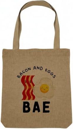 Fabulous Sac Shopping Tote Bag Aspect Lin - BAE Bacon and Eggs Jeux de Mots Nourriture Street Food - Sac de Courses Toile Epaisse 360g Beige Naturel Cabas Port