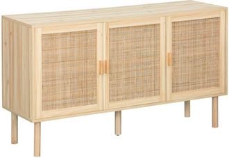 Sweeek Sideboard mit Rohrgeflecht und Holzdekor, 3 Türen, 120 cm - Sweeek