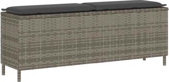 vidaXL Vidaxl - Banc de jardin avec coussin gris 110x30x40,5 cm r&eacute;sine tress&eacute;e