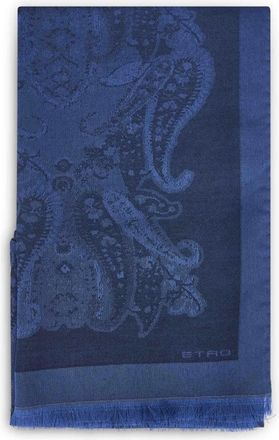 Etro Femme, Accessoires, Bleu, Taille: ONE Size &Eacute;charpe jacquard en m&eacute;lange de coton &agrave; motif cachemire