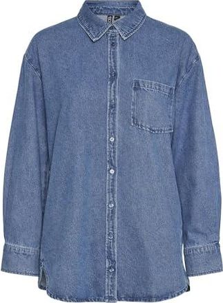 Pieces PCMAISIE Chemise en Jean pour Femme, Denim Bleu m&eacute;dium, XS