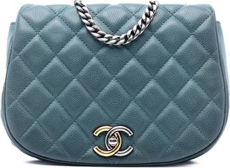 Chanel Hobo Bags - Small Quilted Caviar Casual Pocket Flap - Gr. unisize - in Blau - f&uuml;r Damen
