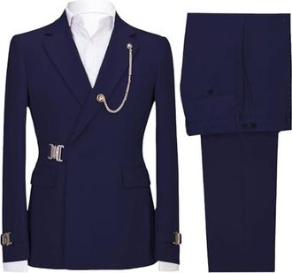 Generic Costume de Smoking Bleu Marine pour Homme, avec Fermeture métallique, idéal pour Un Mariage ou Un dîner. Parfait Les cérémonies Formelles comme Mariag