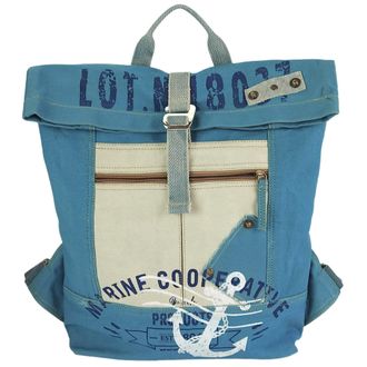 Sunsa Rucksack. XL Leinwand/Canvas Backpack. Rolltop Cityrucksack. Vegane Daypack in Maritim/Anker Design. Freizeitrucksack mit viel Kapazität