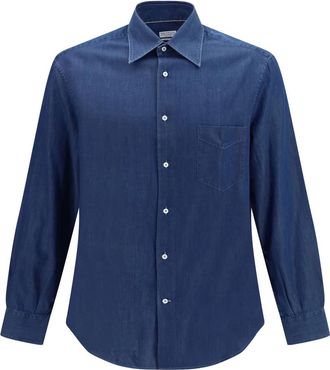 Brunello Cucinelli Leichte Jeanshemd - - Shirts - Herren - Blau - XL