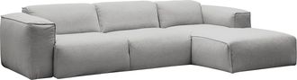 Studio Copenhagen home24 Ecksofa 3-Sitzer mit Longchair Grau Webstoff Saia 284cm Longchair davorstehend rechts Modern