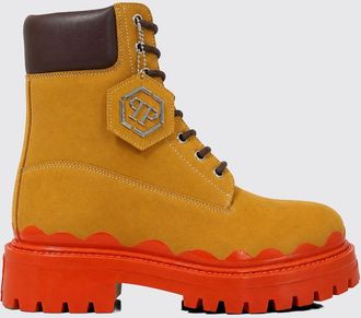 Philipp Plein Nubuk-Combat-Boots mit gepolstertem Kn&ouml;chel und Anh&auml;nger