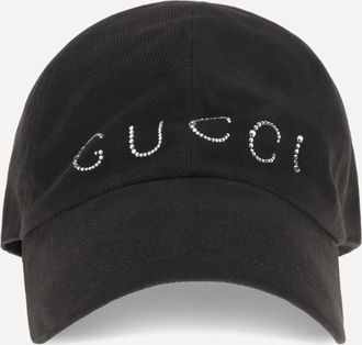 Gucci Rhinestone logo Baseball Cap Female S