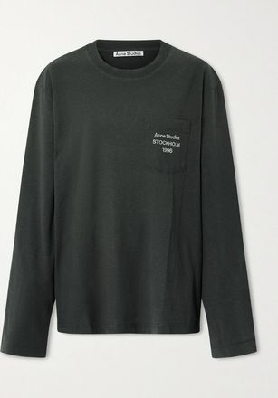 Acne Studios T-shirt &Agrave; Manches Longues En Jersey De Coton Biologique Et De Chanvre M&eacute;lang&eacute;s Imprim&eacute; - Noir